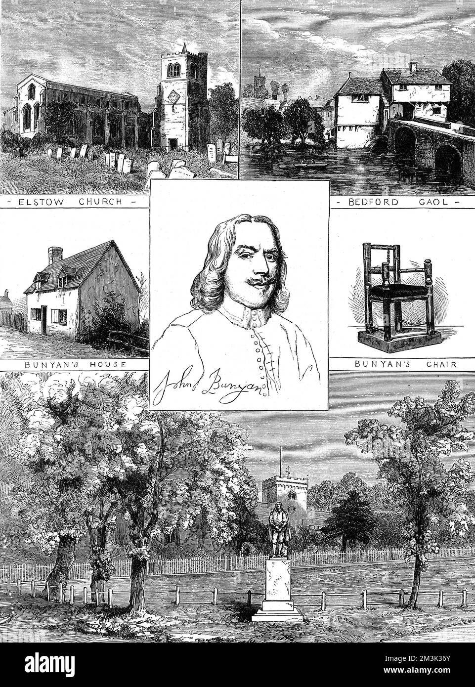 John Bunyan (1628 - 1688), English writer and preacher, (centre) and ...