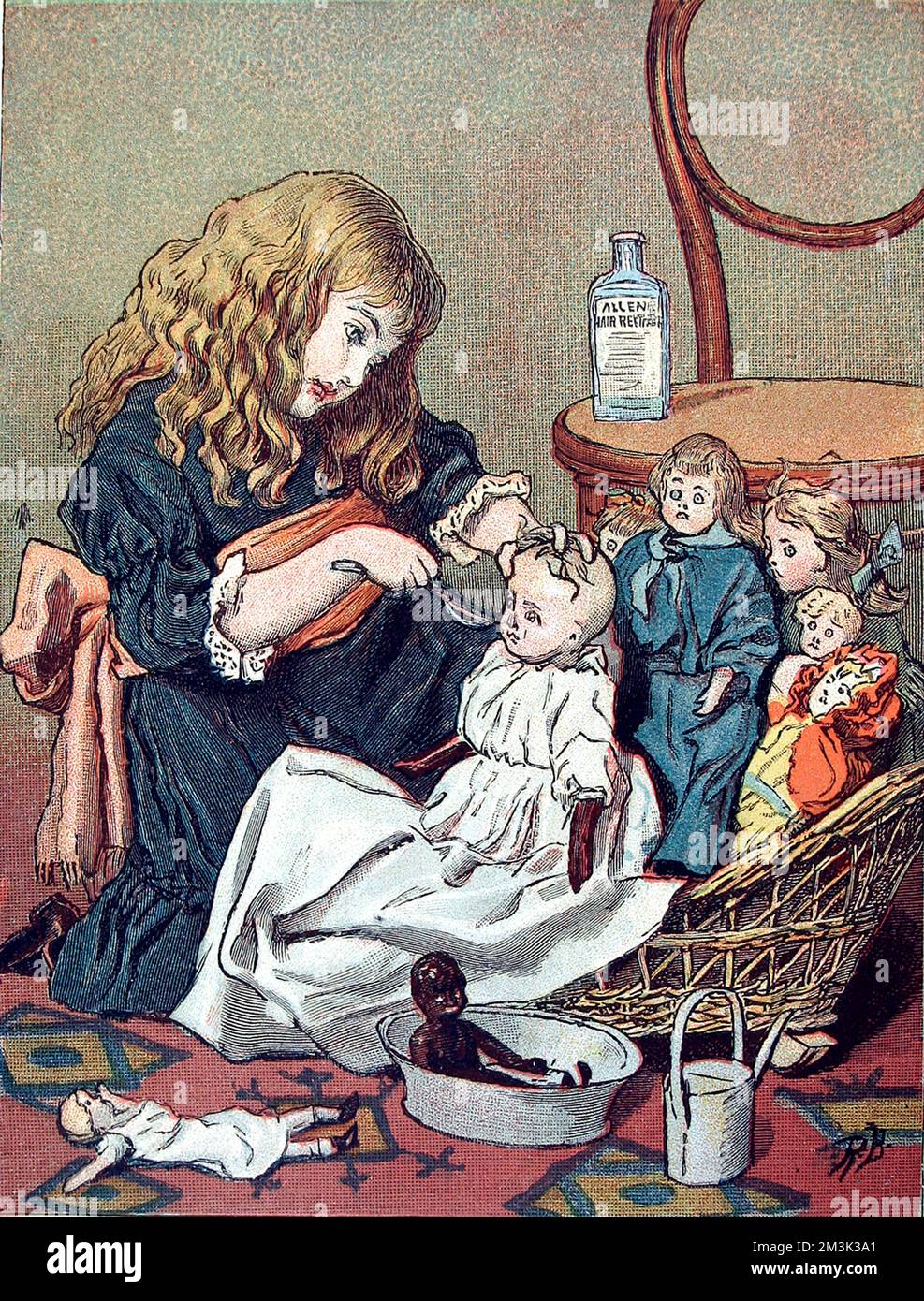 Little Girl Playing with her Dolls, 1888 Stock Photo - Alamy