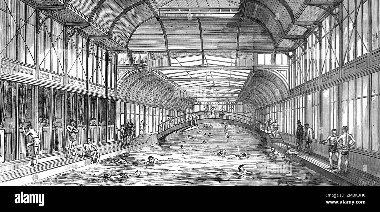 The Floating Swimming Bath, Charing Cross, London 1875 Stock Photo - Alamy