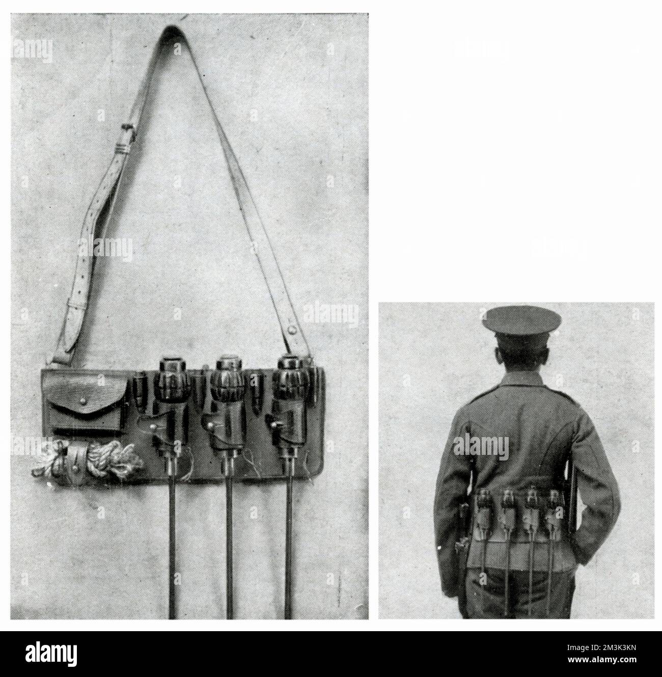 British soldier wearing grenades attached to back 1914 Stock Photo - Alamy