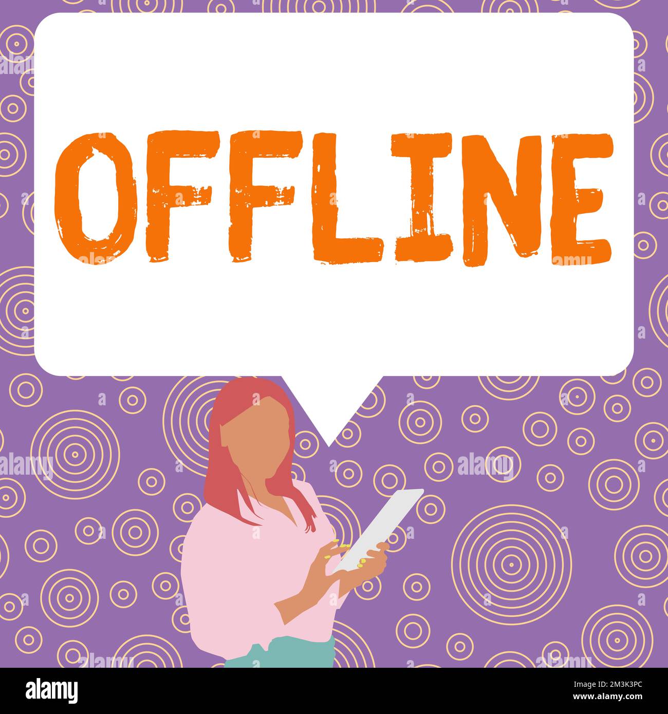 Text caption presenting Offline. Word for Not having directly connected ...