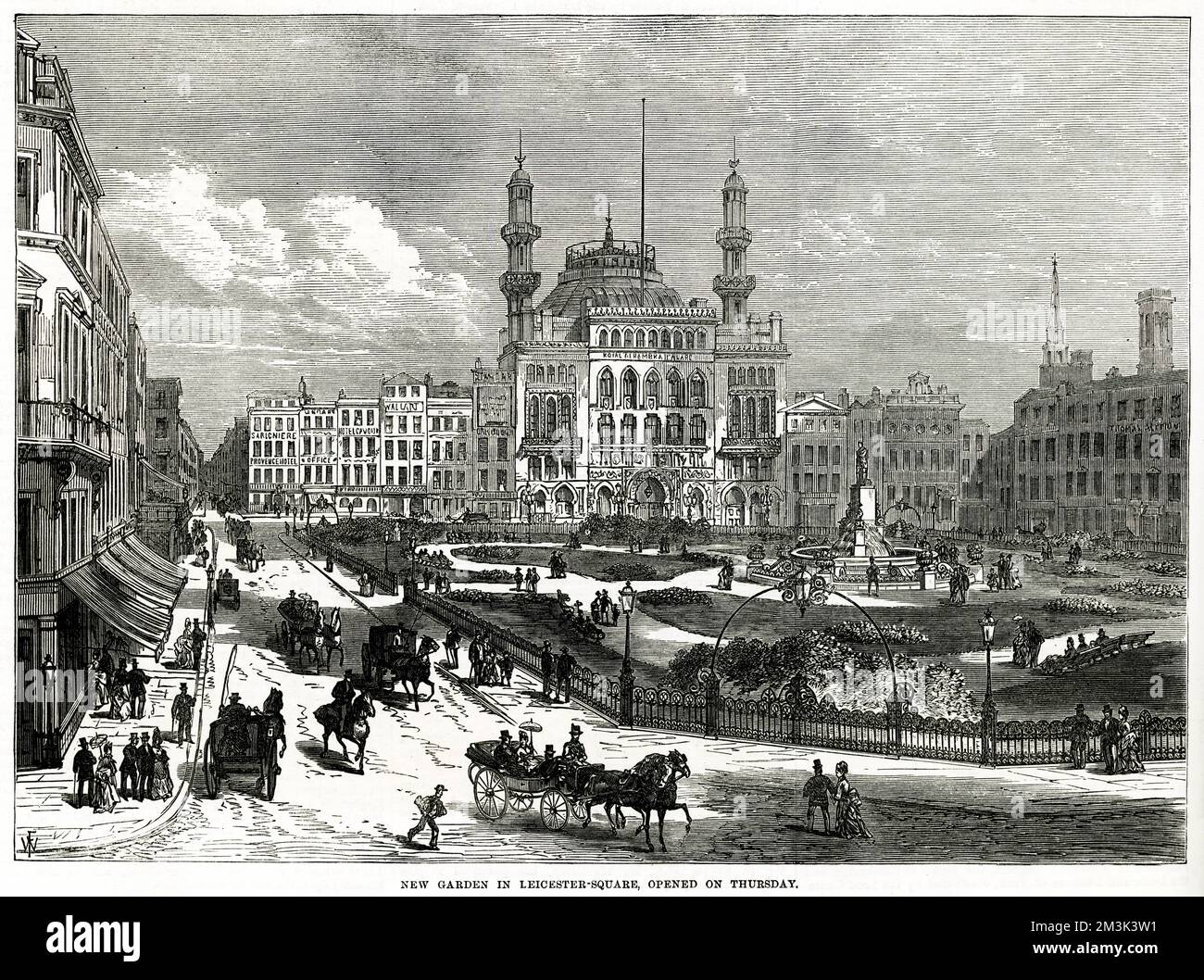 Opening of the new garden, Leicester Square, London 1874 Stock Photo ...