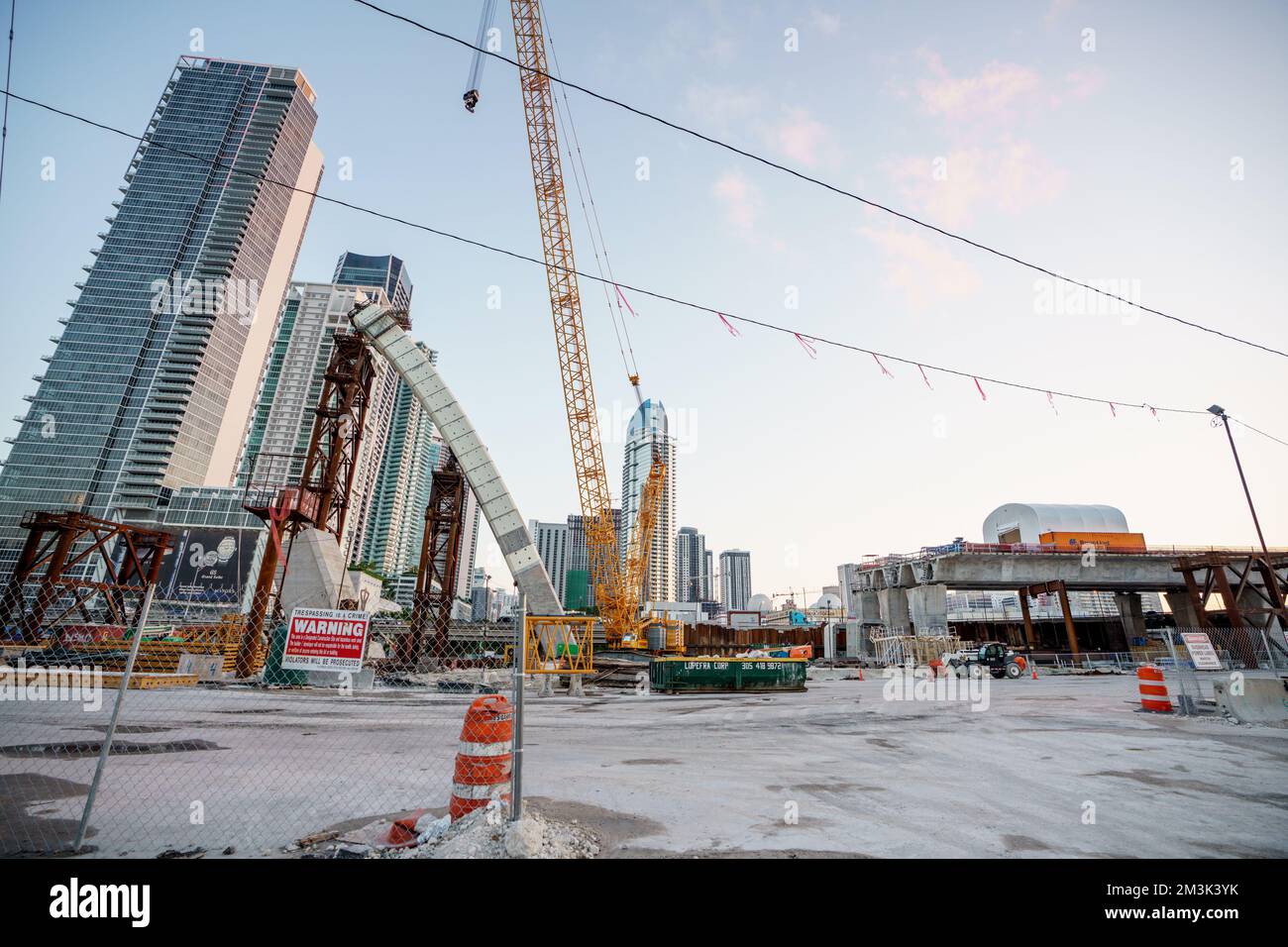 Miami, FL, USA - December 14, 2022: Inspection photos of the Miami Signature Bridge construction ...