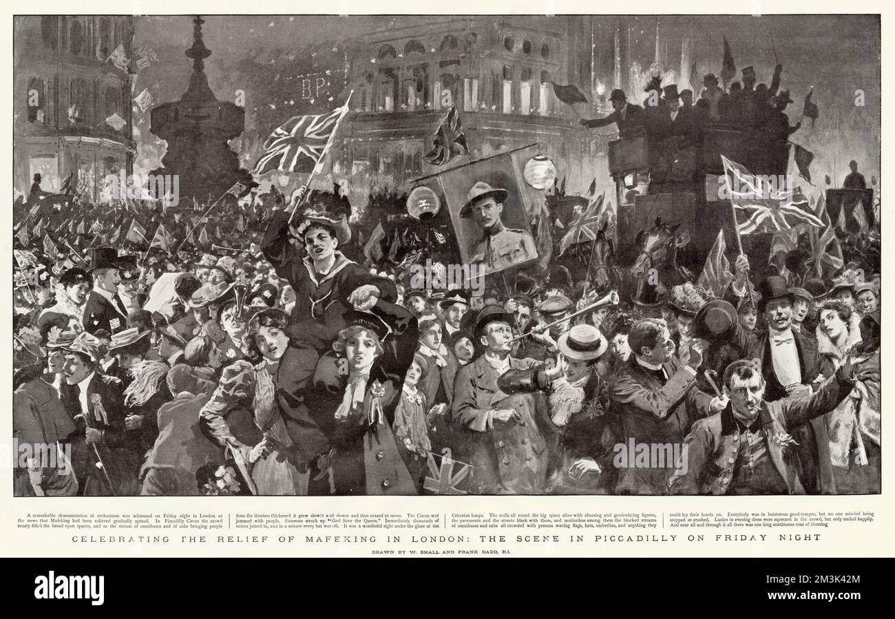 Celebrations in Trafalgar Square after Relief of Mafeking Stock Photo ...