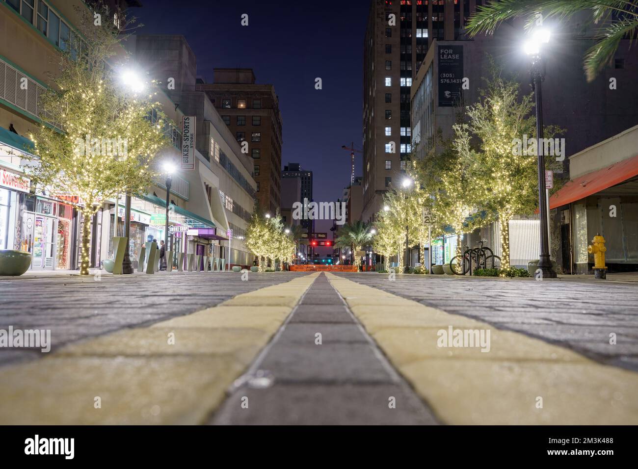 Miami, FL, USA - December 14, 2022: Night photo of the new modernized ...