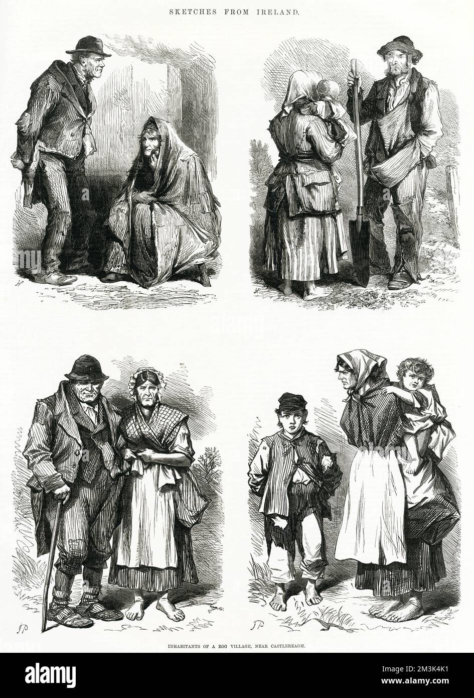 Sketches from Ireland showing inhabitants of a bog village near ...