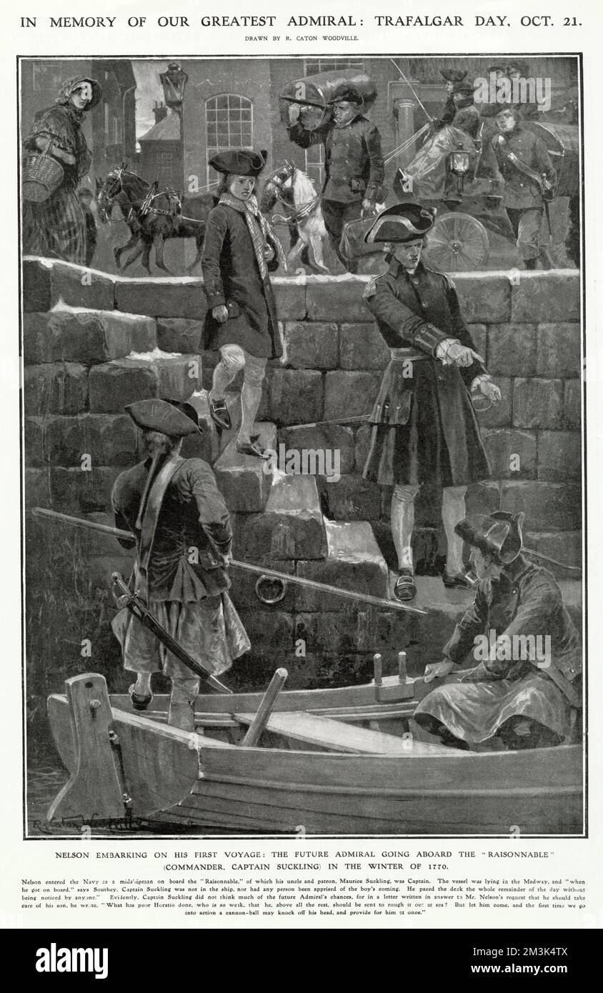 The boy Nelson embarking on his first voyage 1770 Stock Photo - Alamy