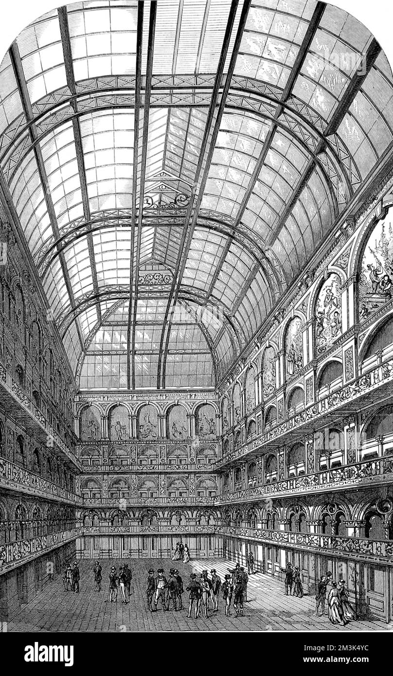 The interior of the Hop and Malt Exchange, London. Date: 1867 Stock ...