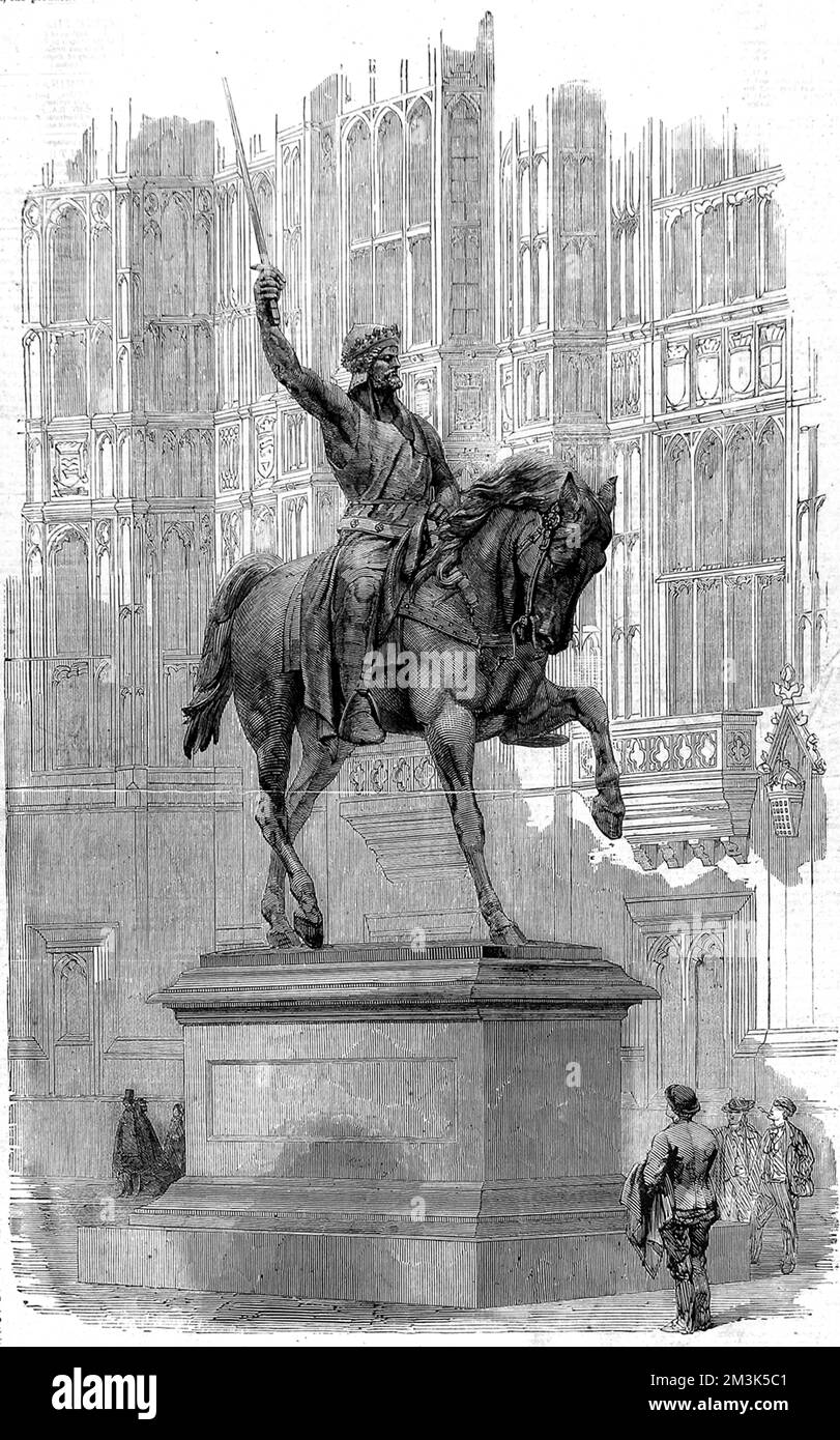 Statue of Richard I of England at Westminster 1861 Stock Photo - Alamy