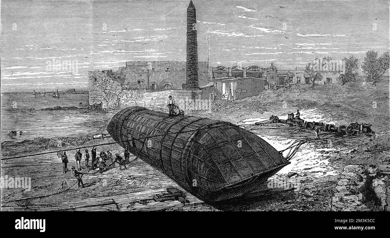 Rolling the Obelisk Ship 'Cleopatra' down the Alexandra Stock Photo - Alamy