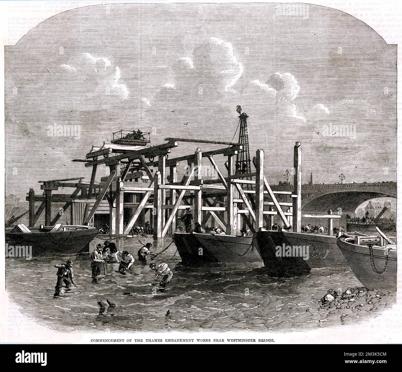 Thames Embankment Works, London 1864 Stock Photo - Alamy