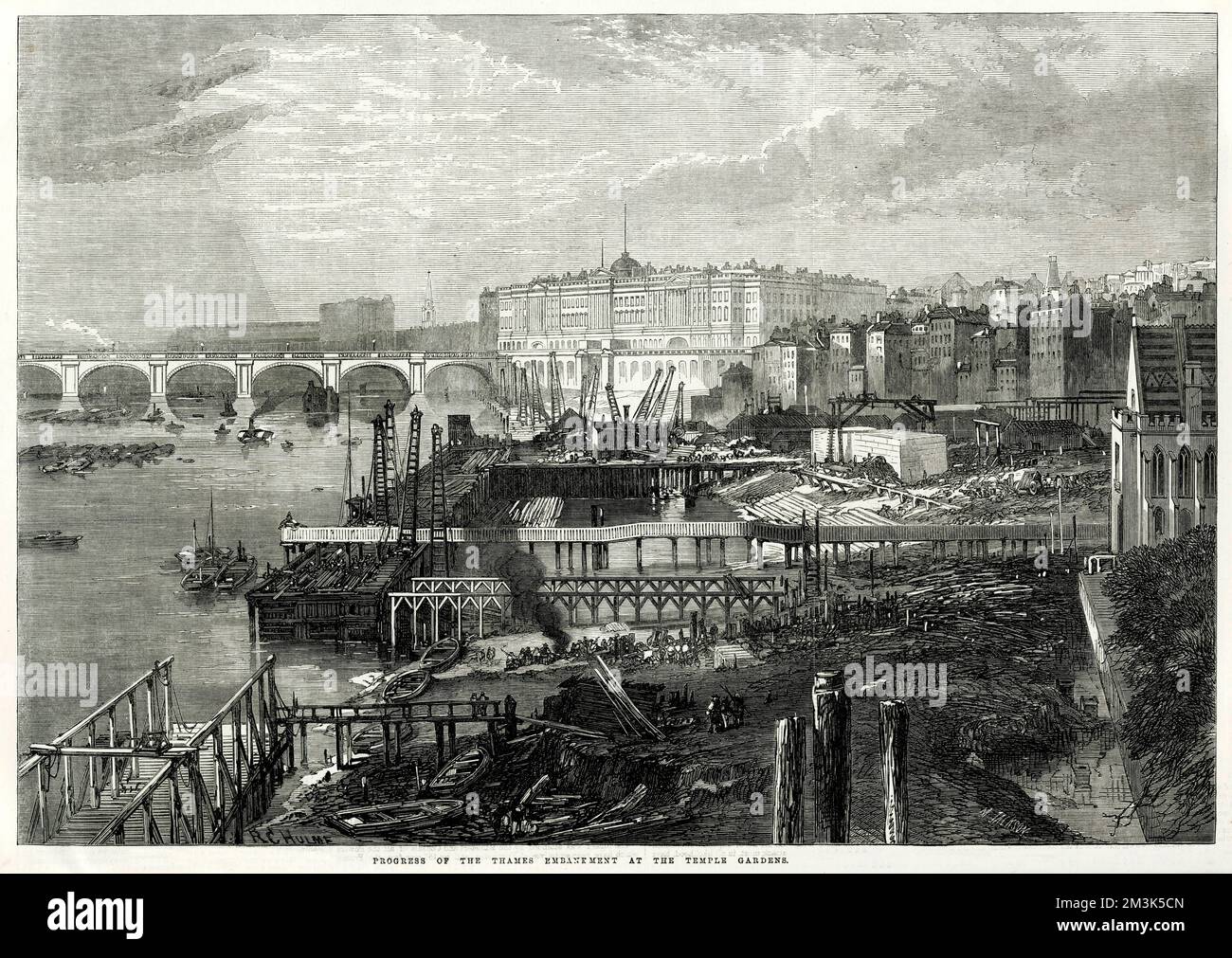 Construction of the Thames Embankment, London, 1865 Stock Photo - Alamy