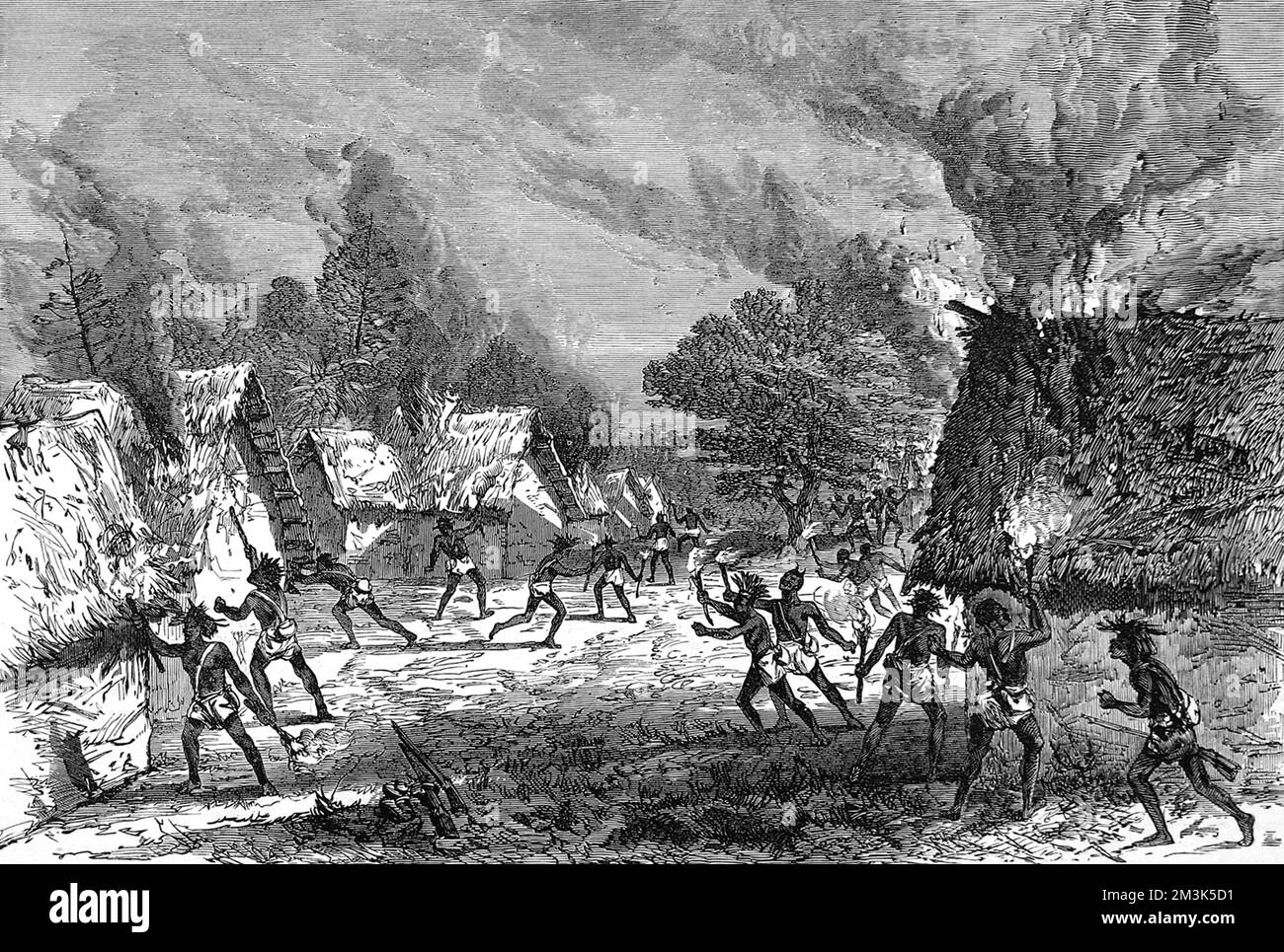 Lord Gifford's scouts setting fire to a village and destroying houses ...