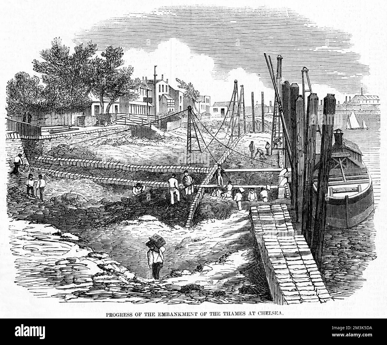 Construction of the Chelsea Embankment, London 1857 Stock Photo - Alamy