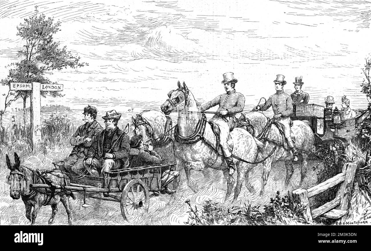 Traffic on the London to Epsom Road, 1889 Stock Photo - Alamy