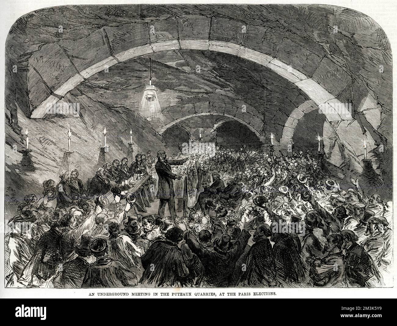 Underground Meeting in the Puteaux Quarries, Paris 1869 Stock Photo - Alamy