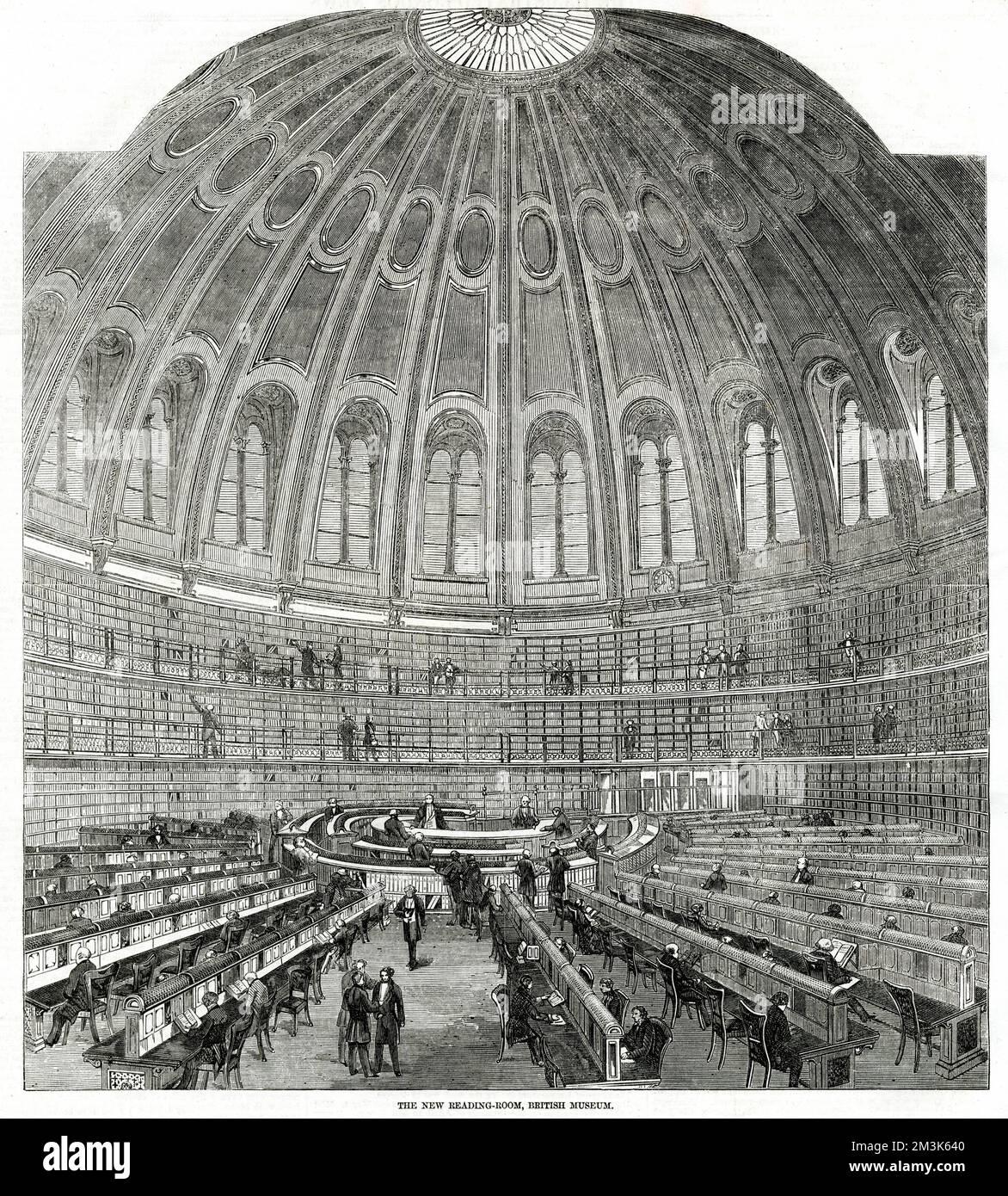Interior of the Reading Room at the British Museum, London. The rotunda ...