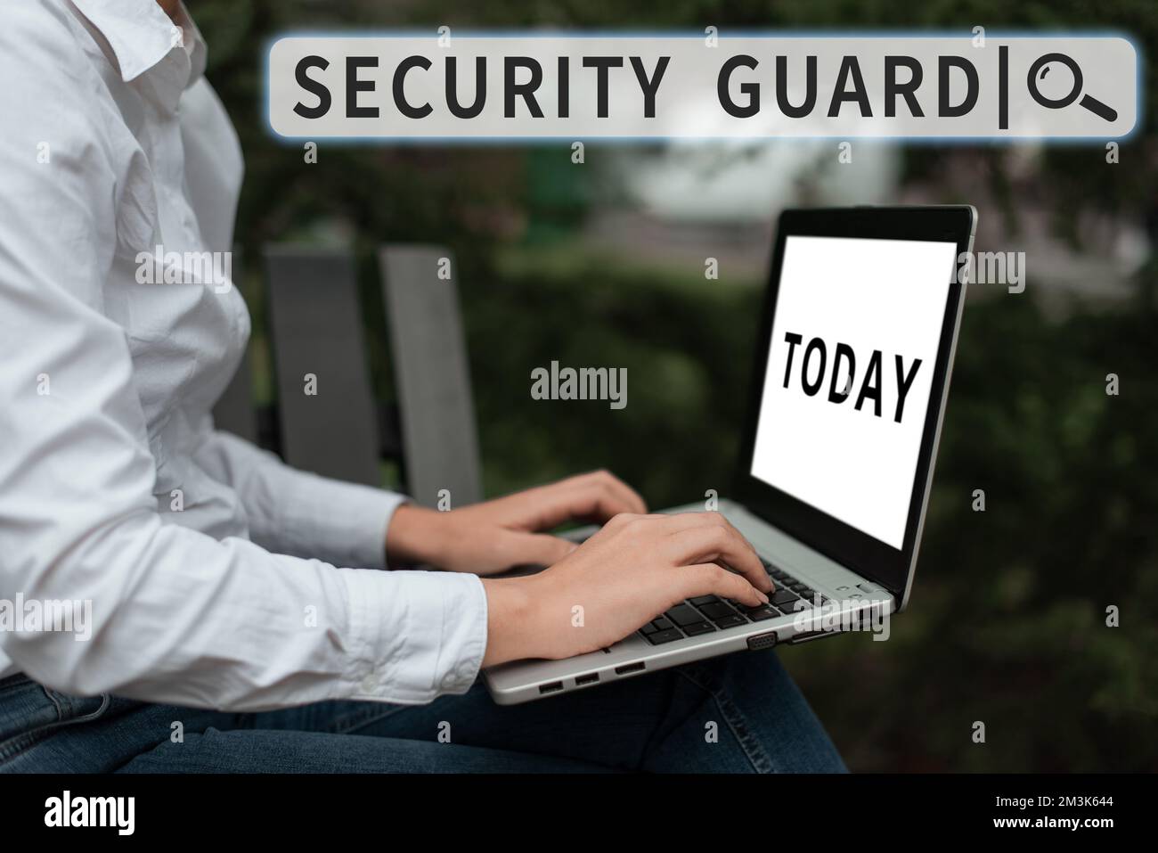Hand writing sign Security Guard. Concept meaning tools used to manage ...