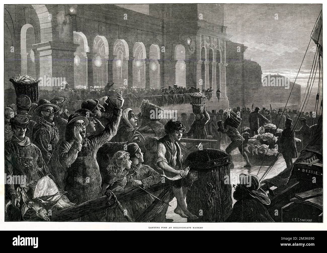 Landing Fish at Billingsgate Market, London 1881 Stock Photo - Alamy
