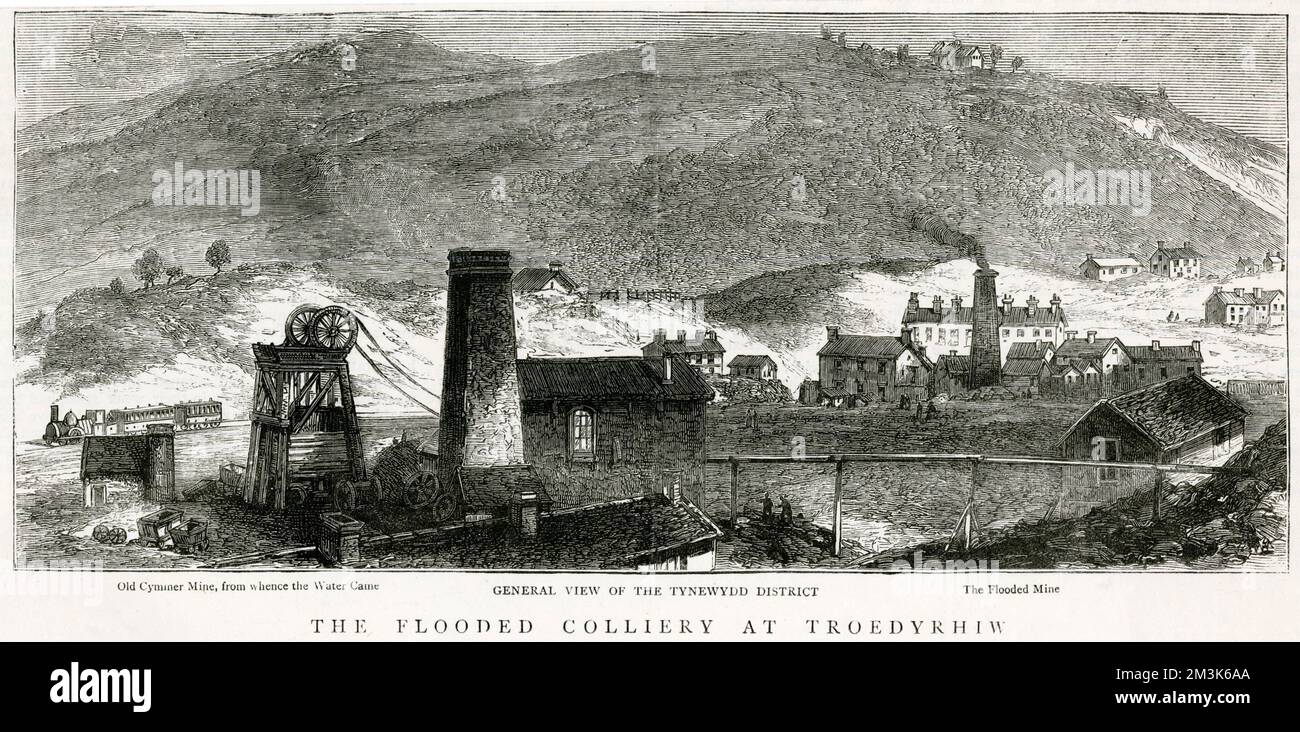 Flooded mine at the Troedyrhiw colliery, showing the old Cymmer mine ...