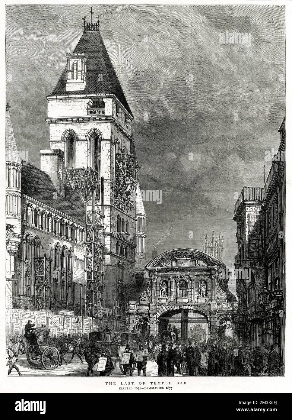 Temple Bar and the Royal Courts of Justice, London 1877 Stock Photo - Alamy