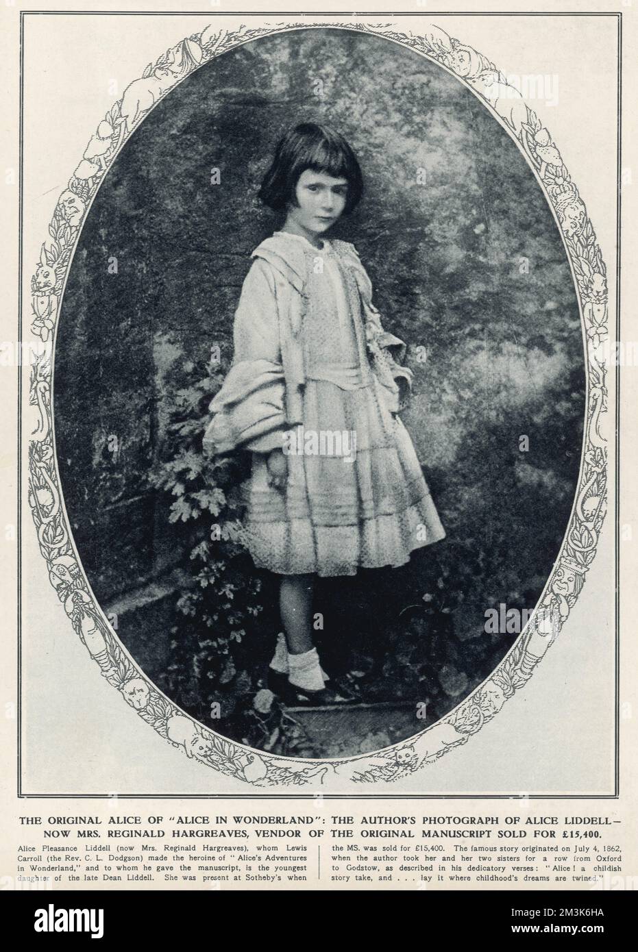 Photograph taken by Lewis Carroll (Rev C L Dodgson) of the original 'Alice' of Alice in ...