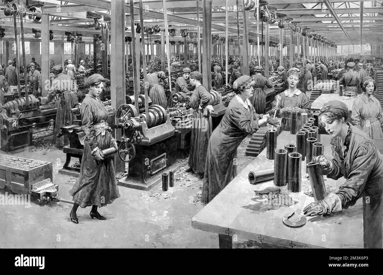 Female munitions workers. By Fortunio Matania Stock Photo - Alamy