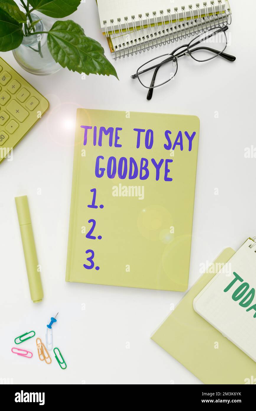 Conceptual caption Time To Say Goodbye. Internet Concept Bidding ...