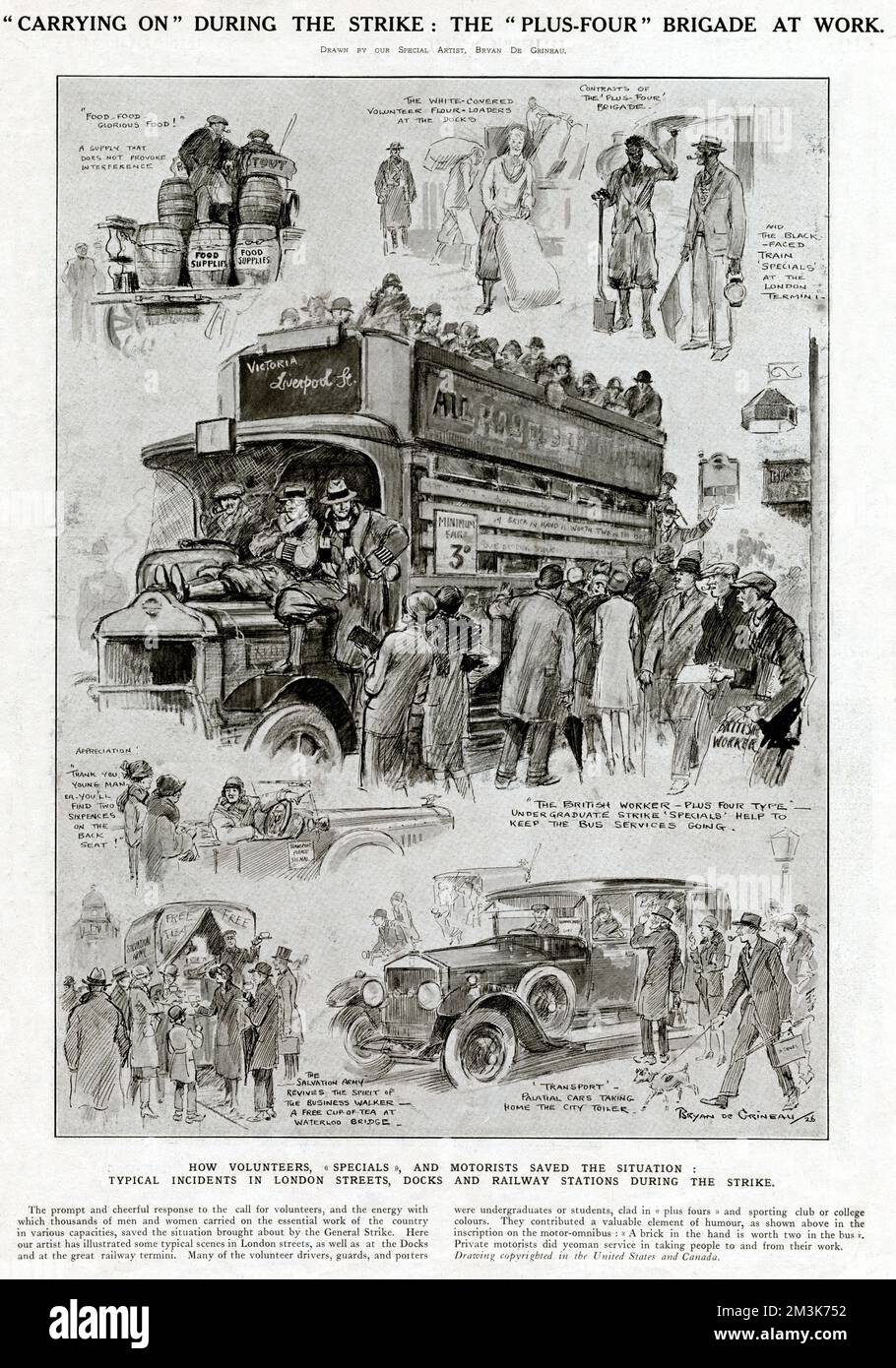 The General Strike - 'Carrying On' 1926 Stock Photo - Alamy