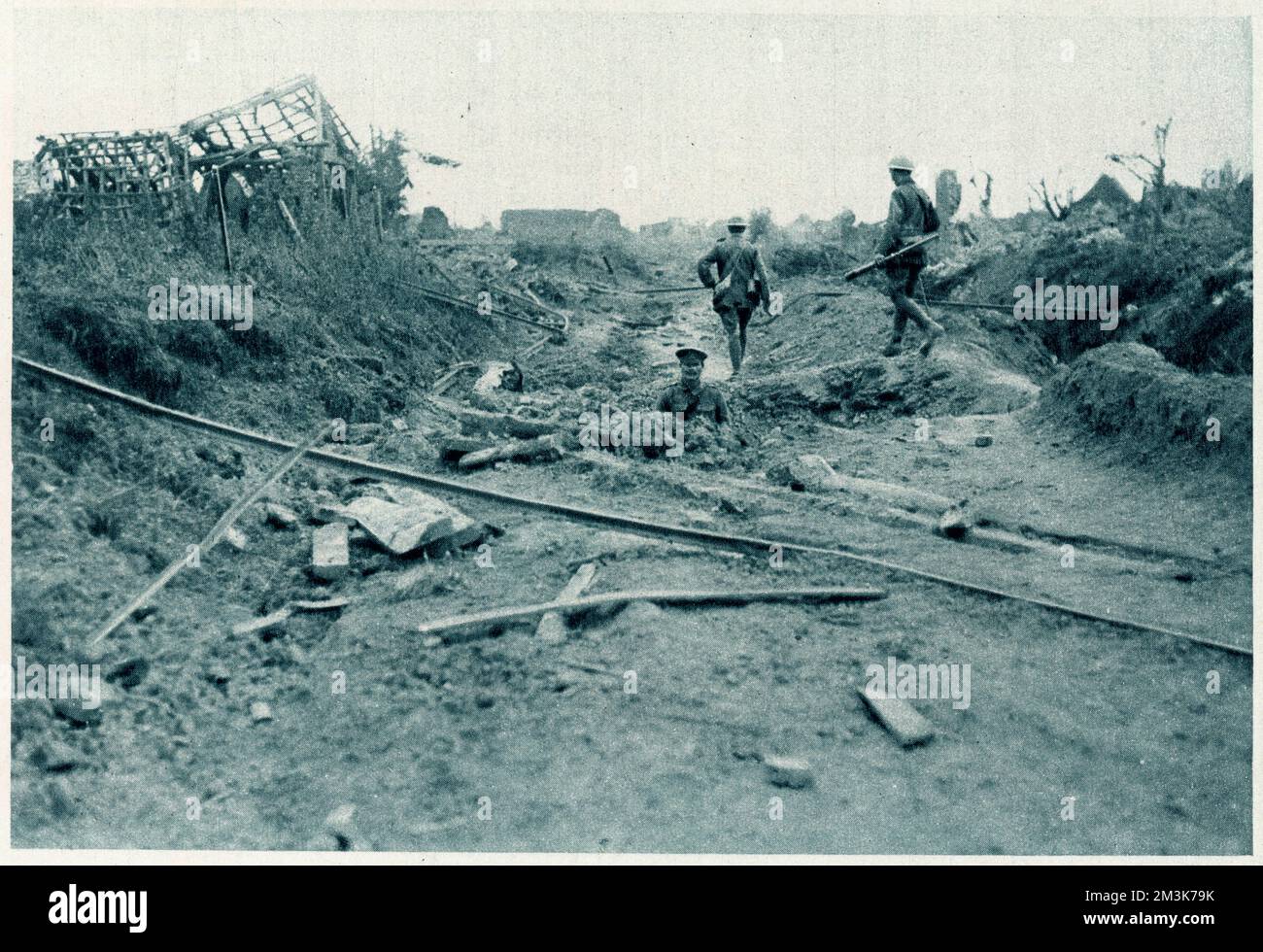 Damage caused by British mines and guns on the Western Front Stock ...