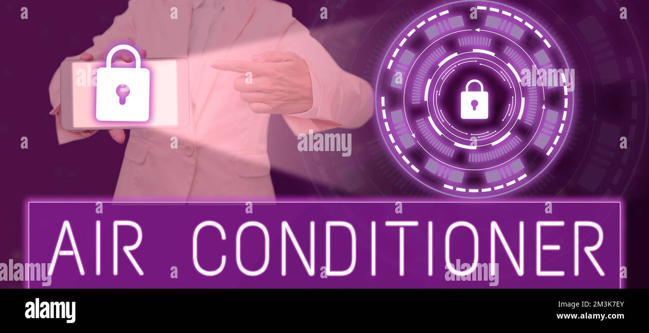 Text sign showing Air Conditioner. Word Written on apparatus for ...