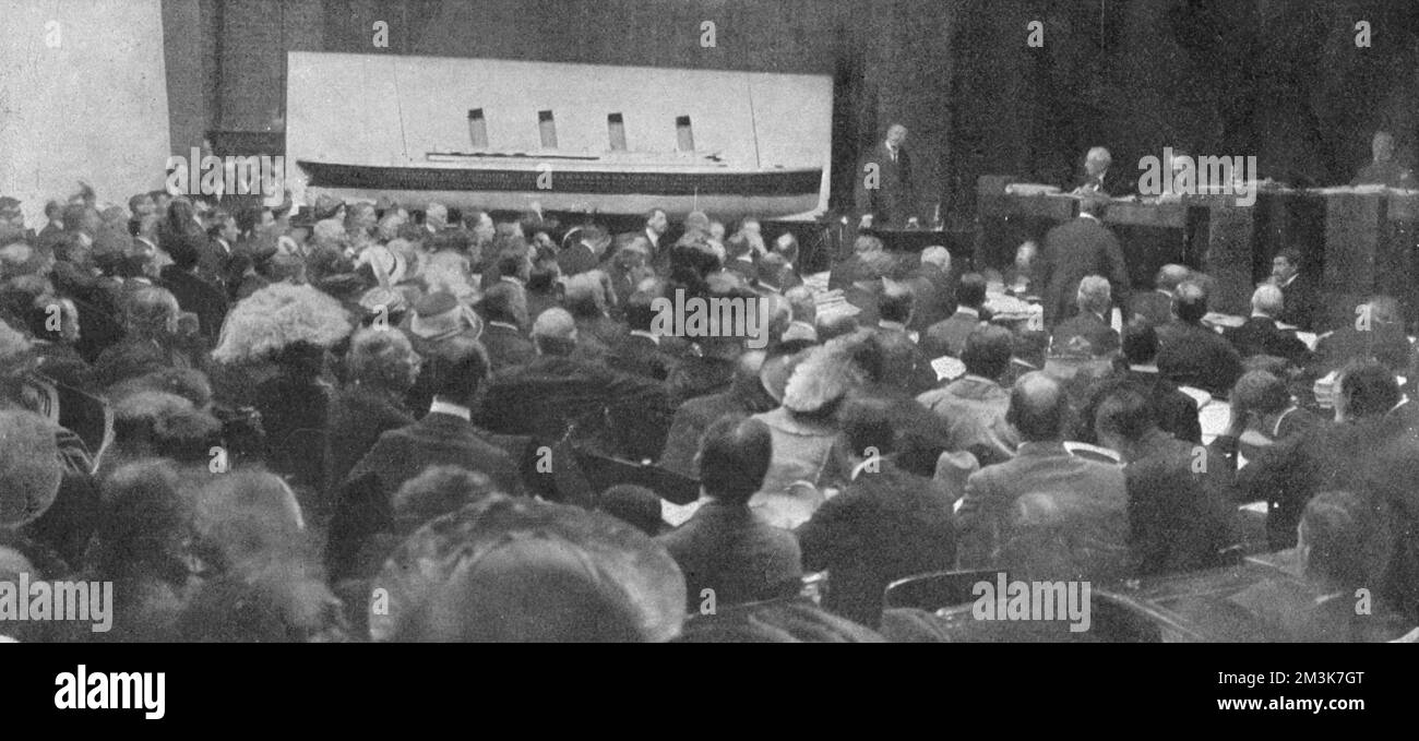 A photograph showing Sir Cosmo Duff-Gordon giving evidence at the ...