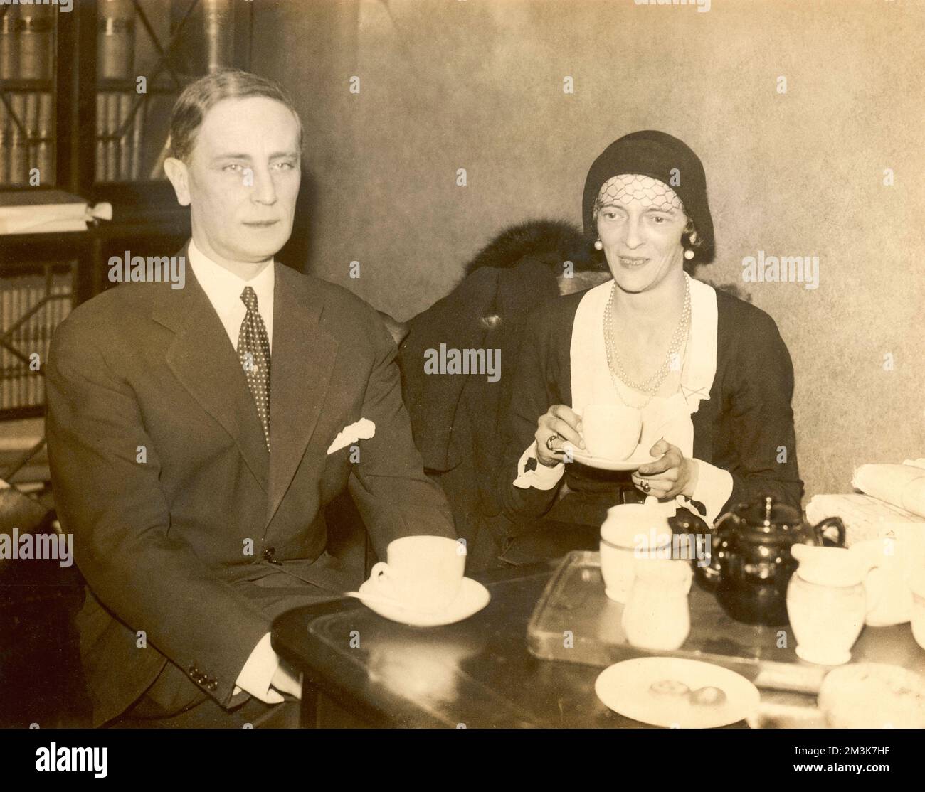 Princess Irina Youssoupoff, niece of Tsar Nicholas II and wife of Felix Youssoupoff drinking tea ...