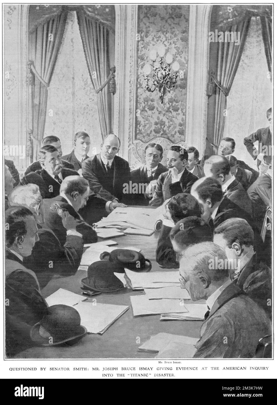 Joseph Bruce Ismay giving evidence at the Titanic trial Stock Photo - Alamy