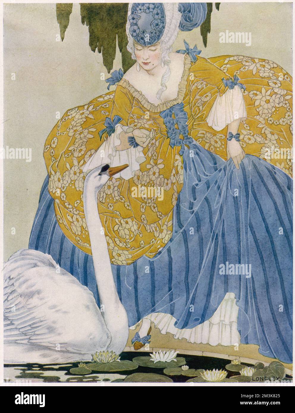 An 18th century lady feeding a swan Date: 18th century Stock Photo - Alamy