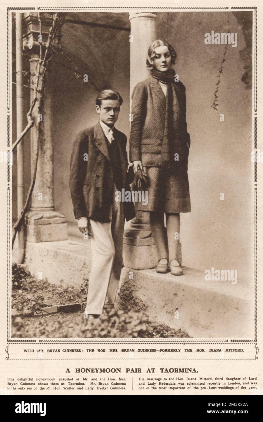 A photograph of Bryan Guinness and his new wife Diana on their ...