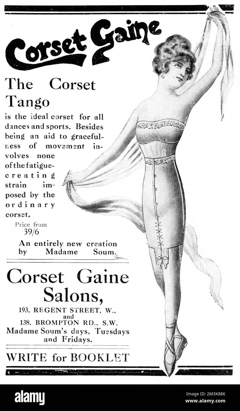Advert for Corset Gaine's tango corset 1913 Stock Photo - Alamy