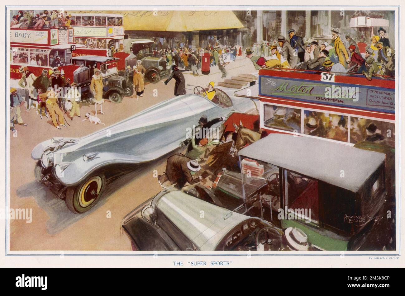 An exaggerated version of a sports car driving through busy London ...