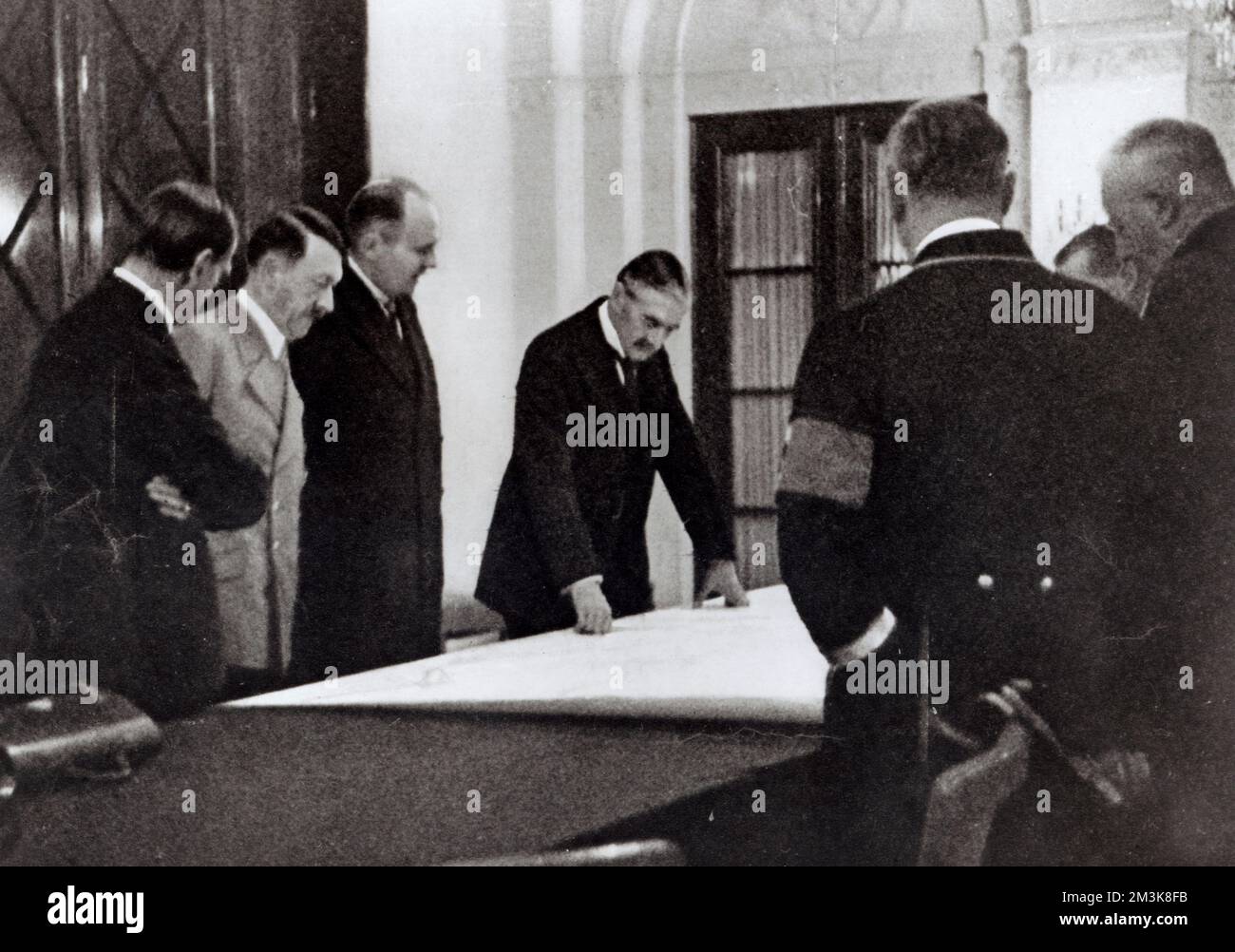 Mr Chamberlain and Herr Hitler Consult the Map of Europe Stock Photo ...