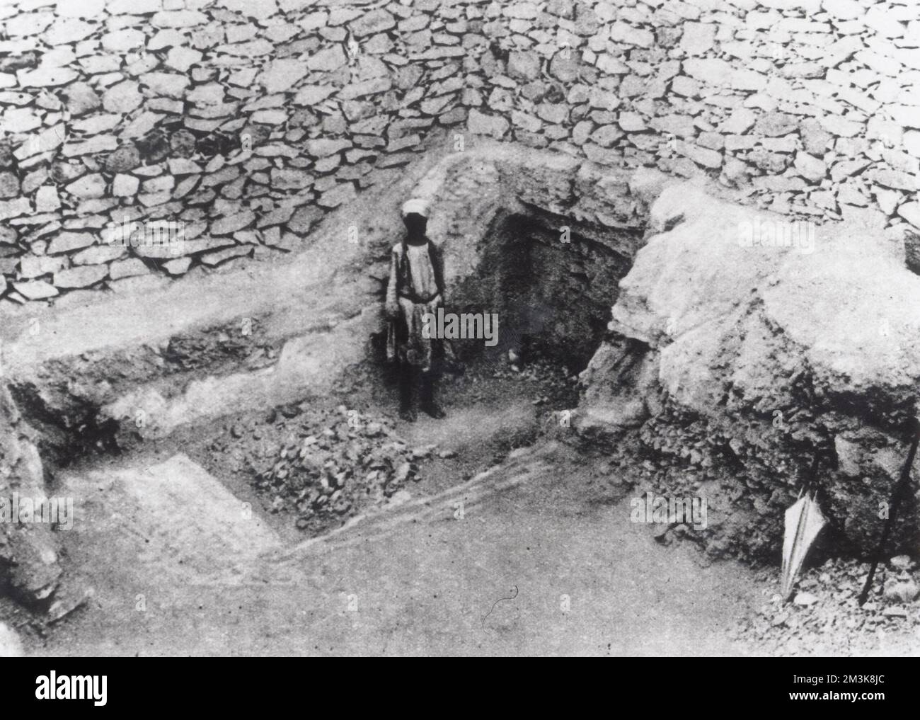 This photograph shows the 'Step Cut in the Rock' which led Mr Carter to ...