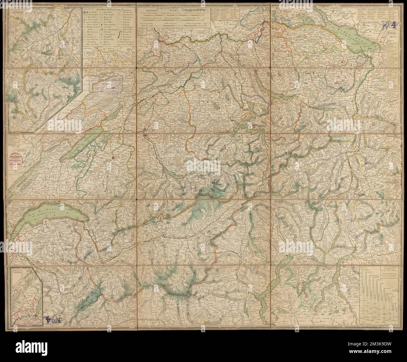 Original von Keller's zweiter reisekarte der Schweiz , Roads ...