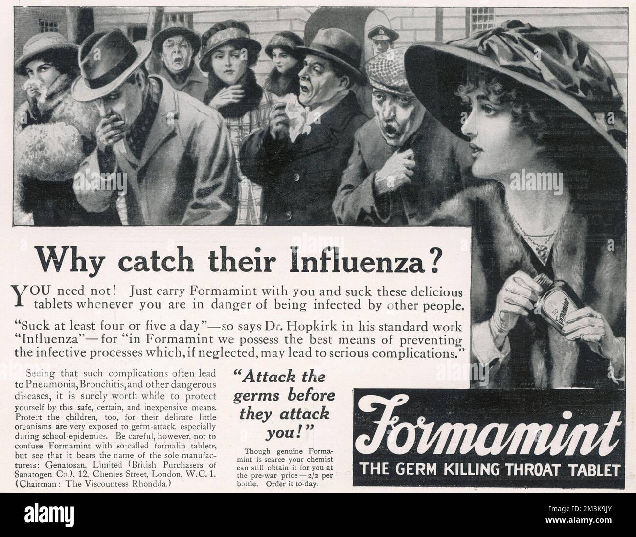 Advert for Formamint Throat Tablets 1918 Stock Photo - Alamy