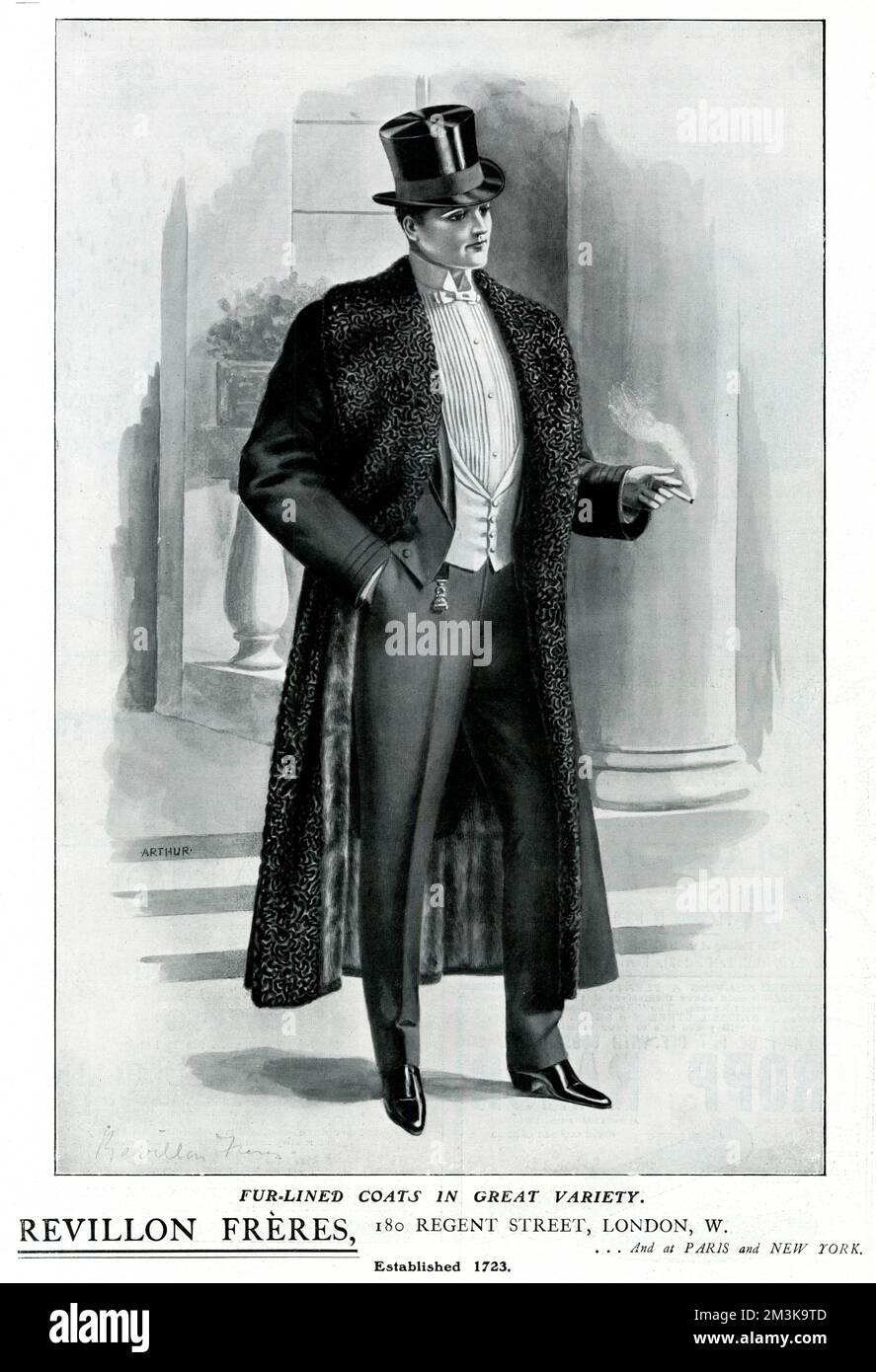 Advert for Revillon Freres gentlemen's evening attire 1909 Stock Photo ...