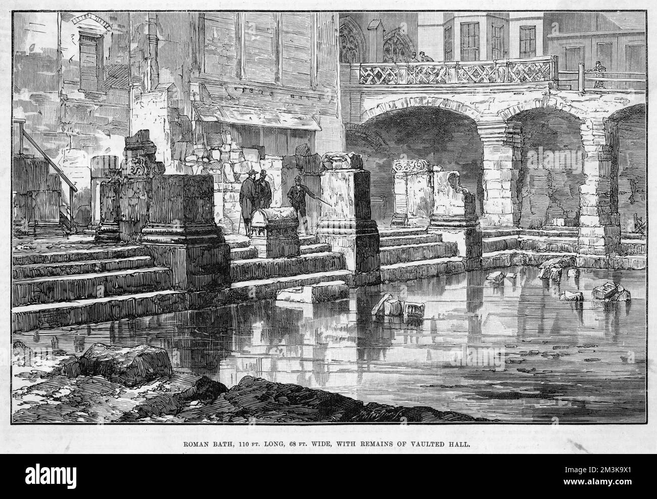 The Roman Baths of Aquae Solis at Bath, Avon, with the remains of the ...