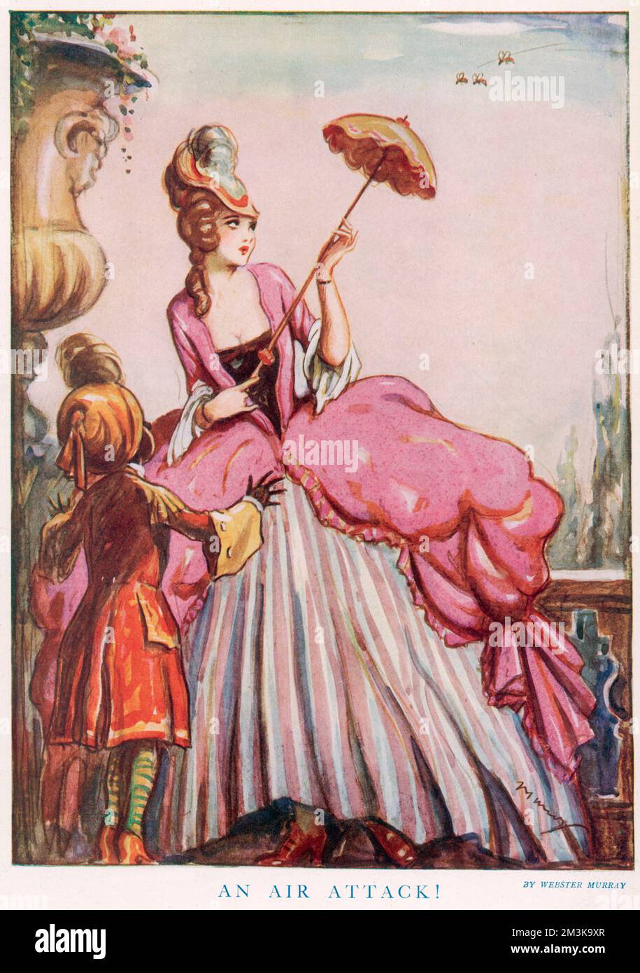 An Air Attack - a lady fending off bees Stock Photo - Alamy