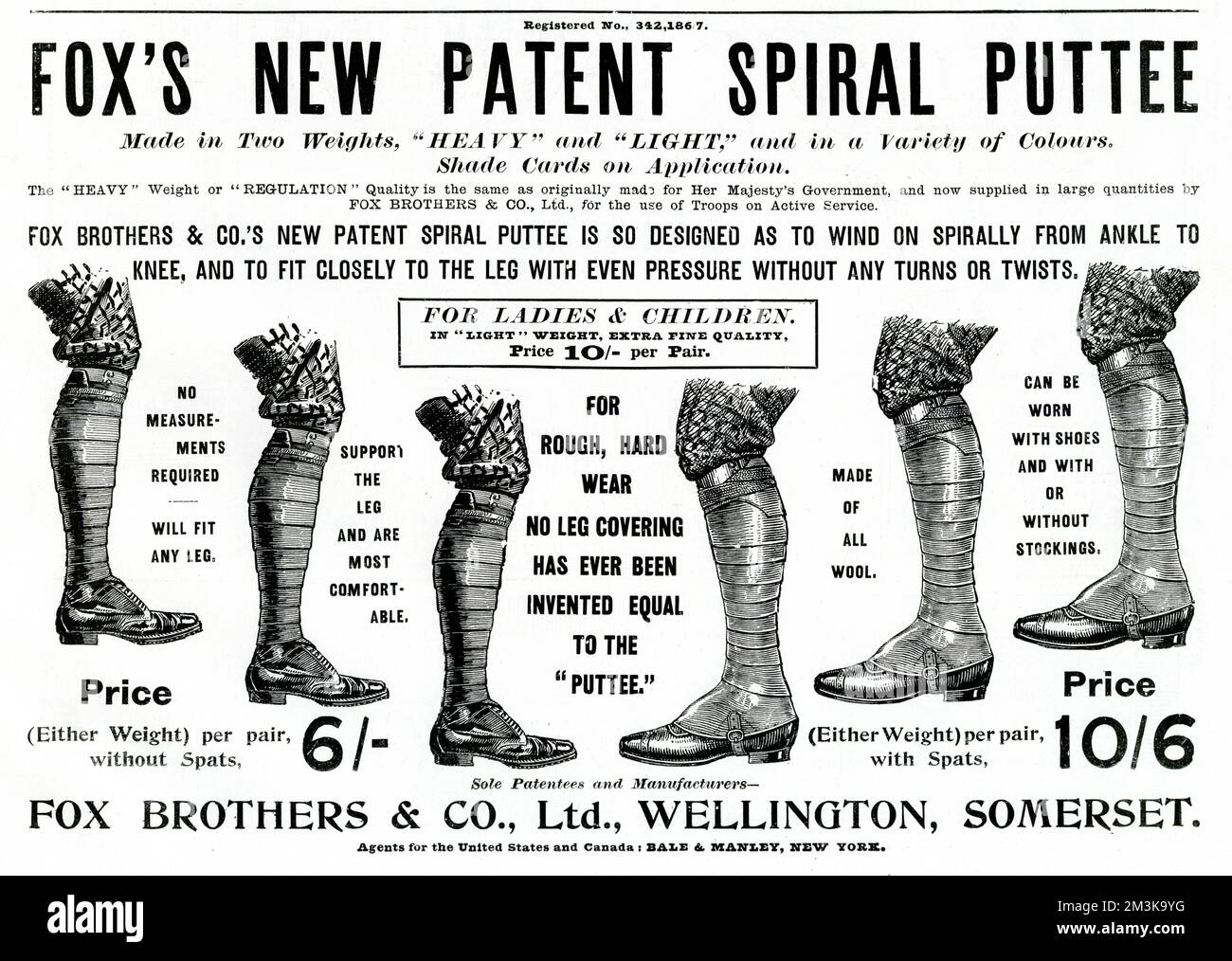 Advert for Fox's spiral puttees 1899 Stock Photo - Alamy