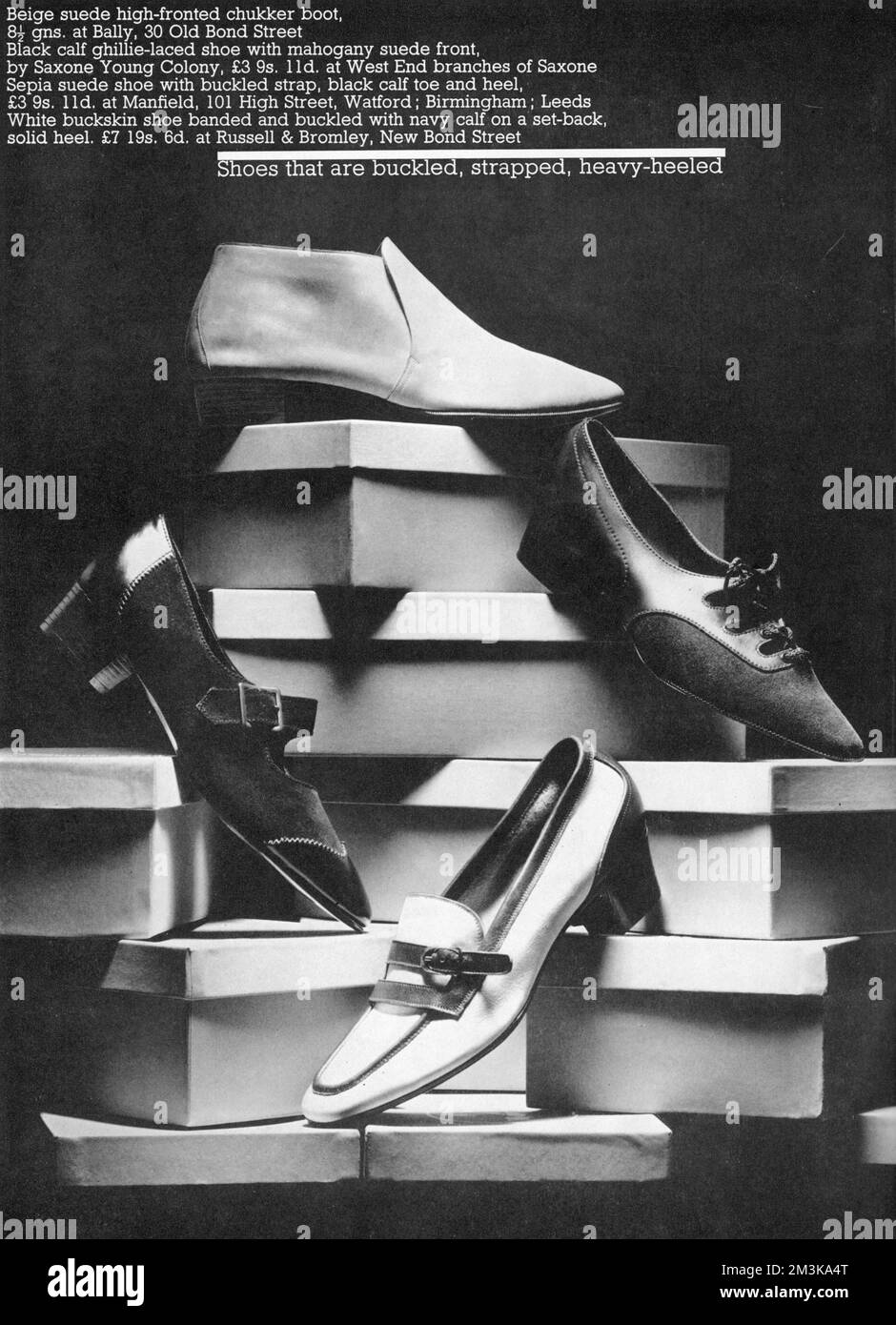 Beige suede high fronted chukker boot, black calf ghillie laced shoe ...