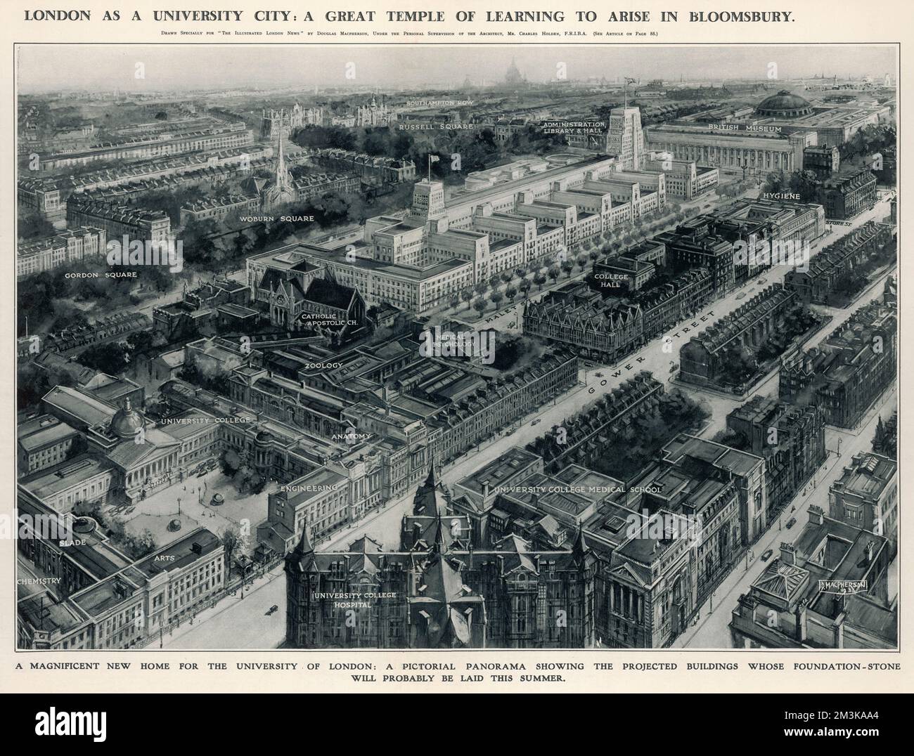 A panorama of the Bloomsbury area of London showing how Senate House ...
