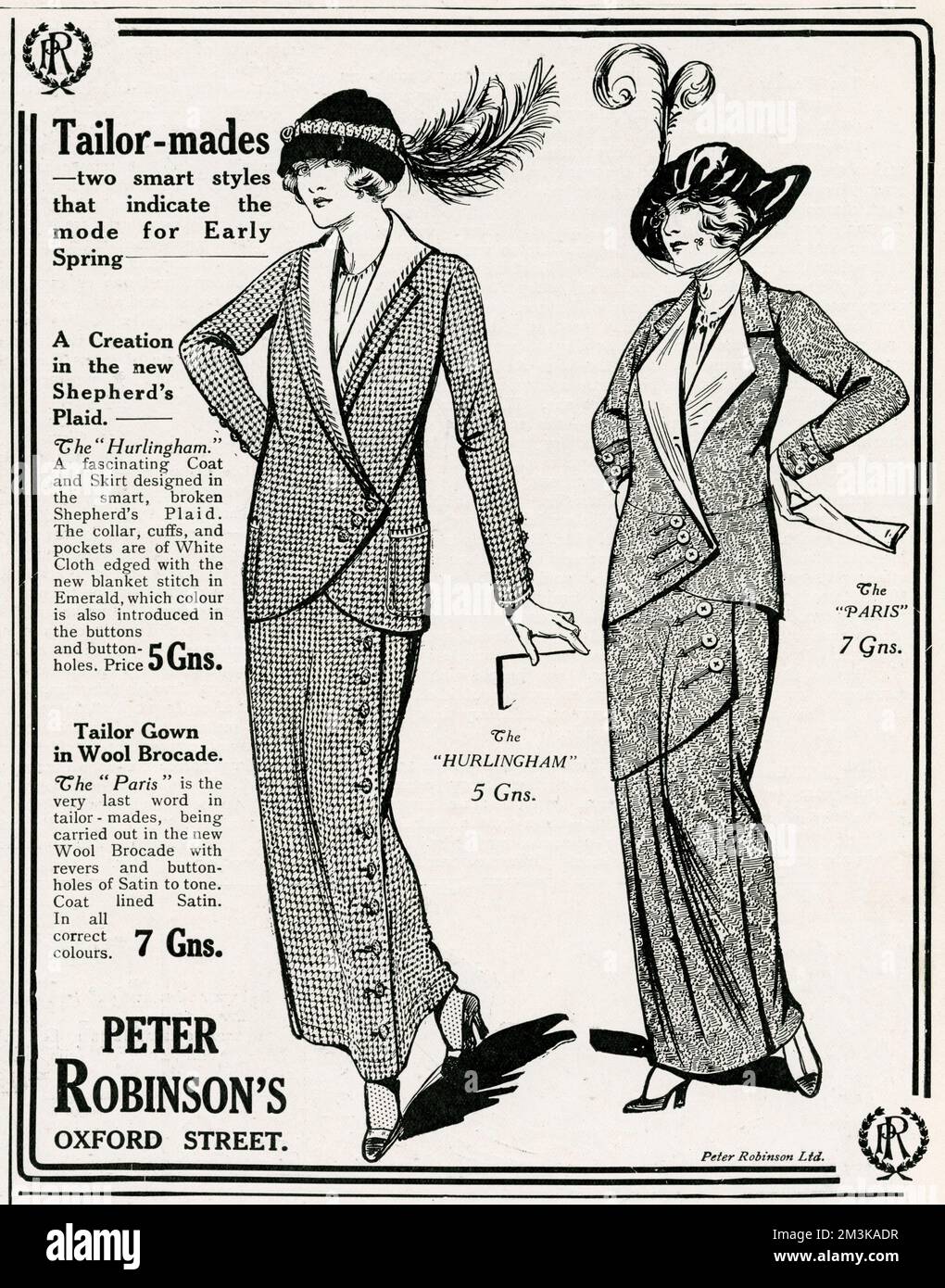 Advert for Peter Robinson's tailor -mades 1913 Stock Photo - Alamy