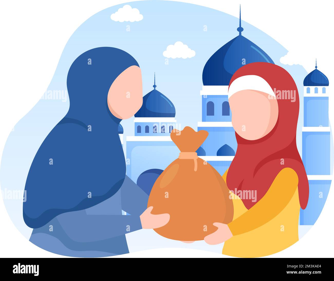 Muslim People Giving Alms, Zakat or Infaq Donation to a Person Who Need ...